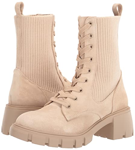 Steve Madden Women's Hunt Combat Boot, Sand Suede, 7.5