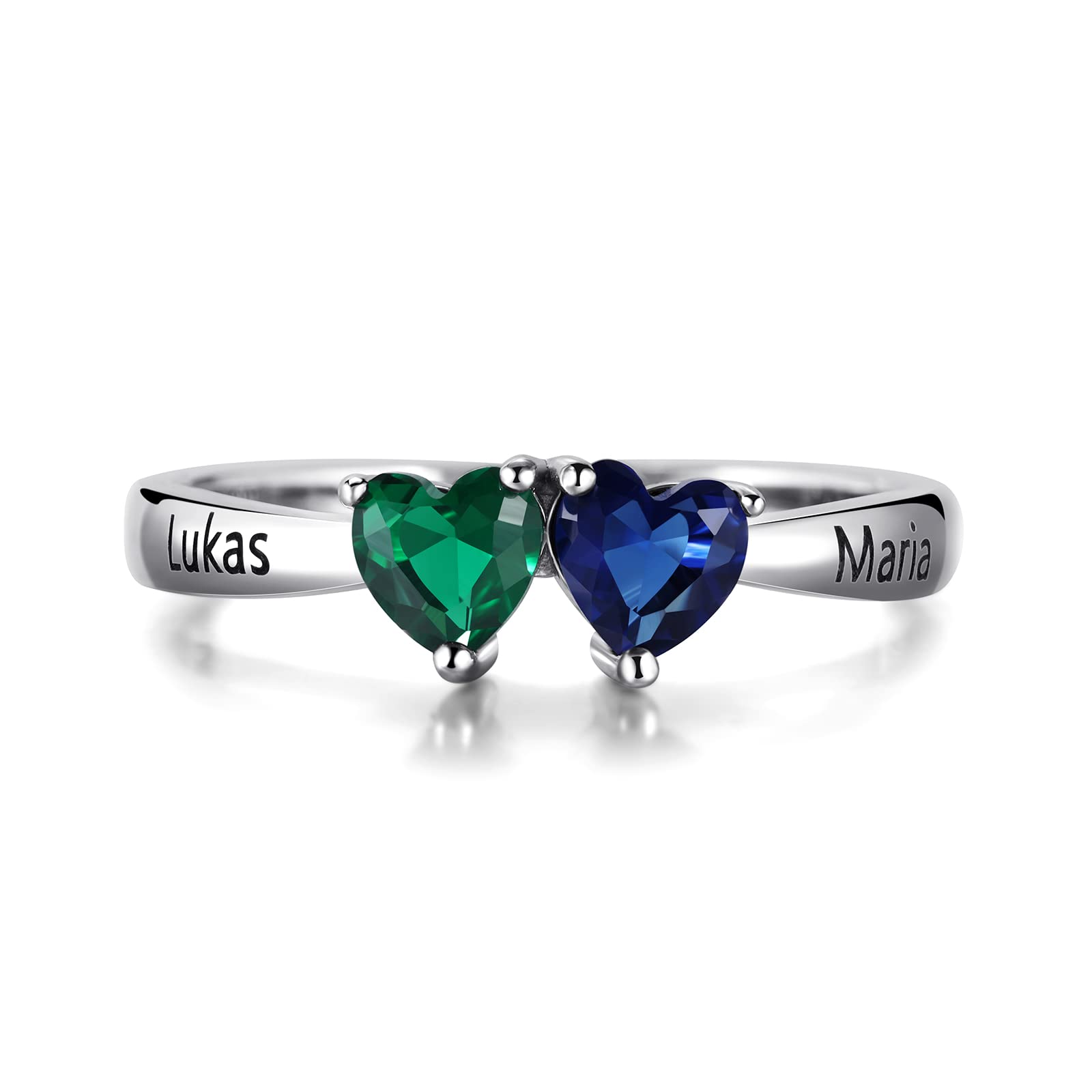 OPALSTOCK Personalized Promise Ring with Simulated Birthstones Engagement Rings for Women Custom Mothers Name Rings(8)