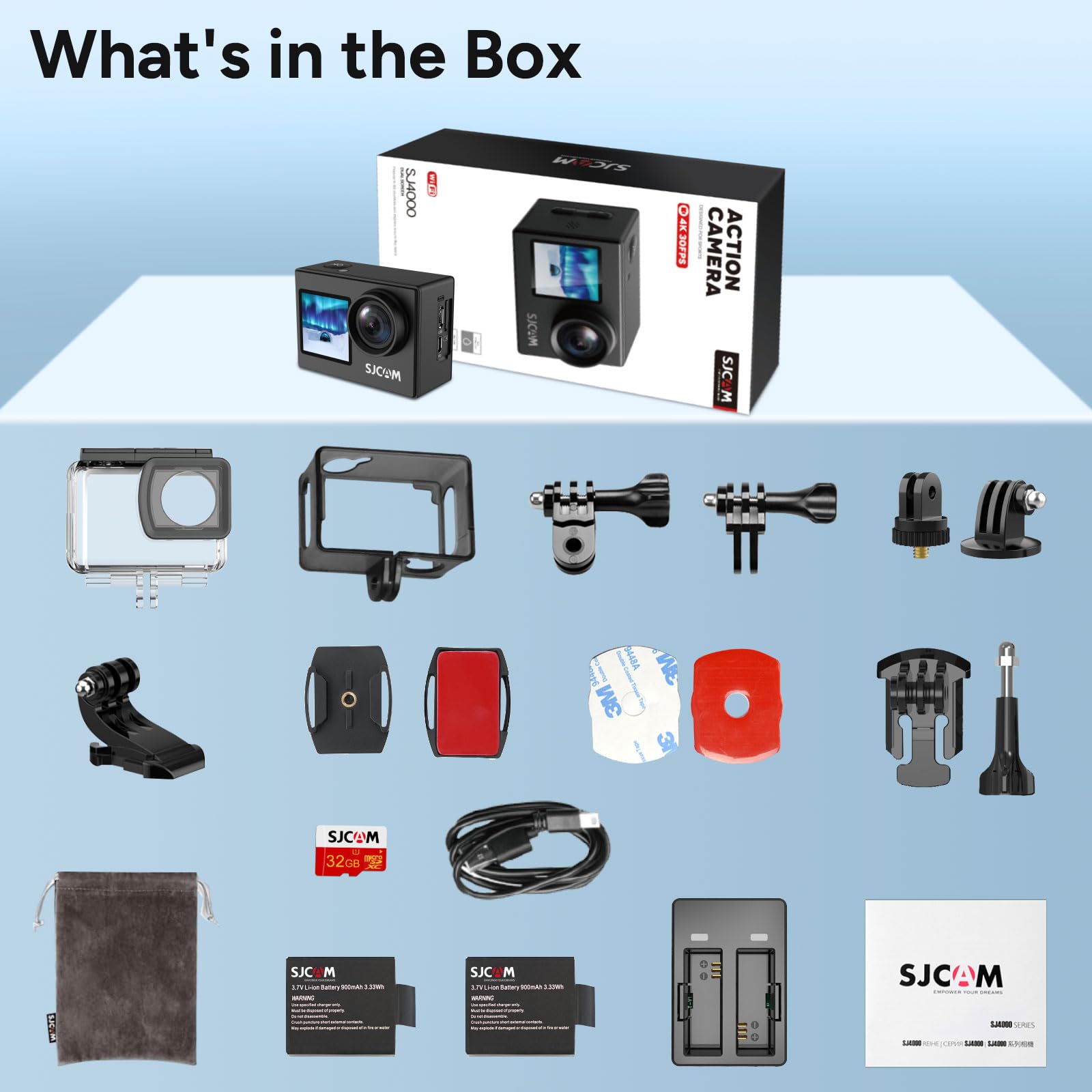 SJCAM SJ6K 4K WiFi Action Camera Waterproof Dual Screen Sport Camera Underwater 2.0 Touchscreen/ 0.9 Front LCD Screen Wide Angel Gyro Stabilization Black