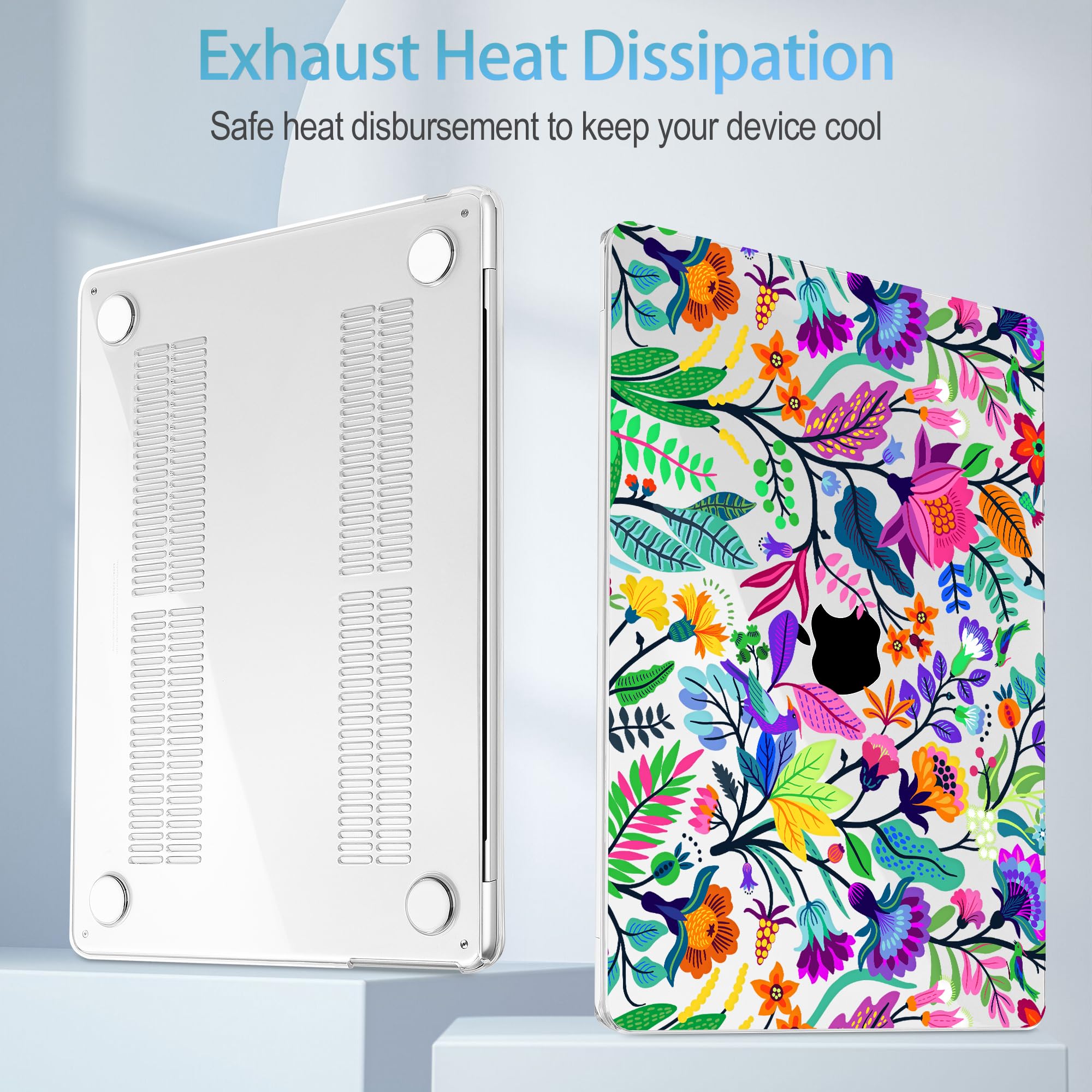 Mektron Designed for 2024/2023 MacBook Air 15 INCH M3 A3114 /M2 A2941 Case, Printed Plastic Hard Shell Cover with 15.3" Liquid Retina Display Touch ID, Bright-Coloured Flowers
