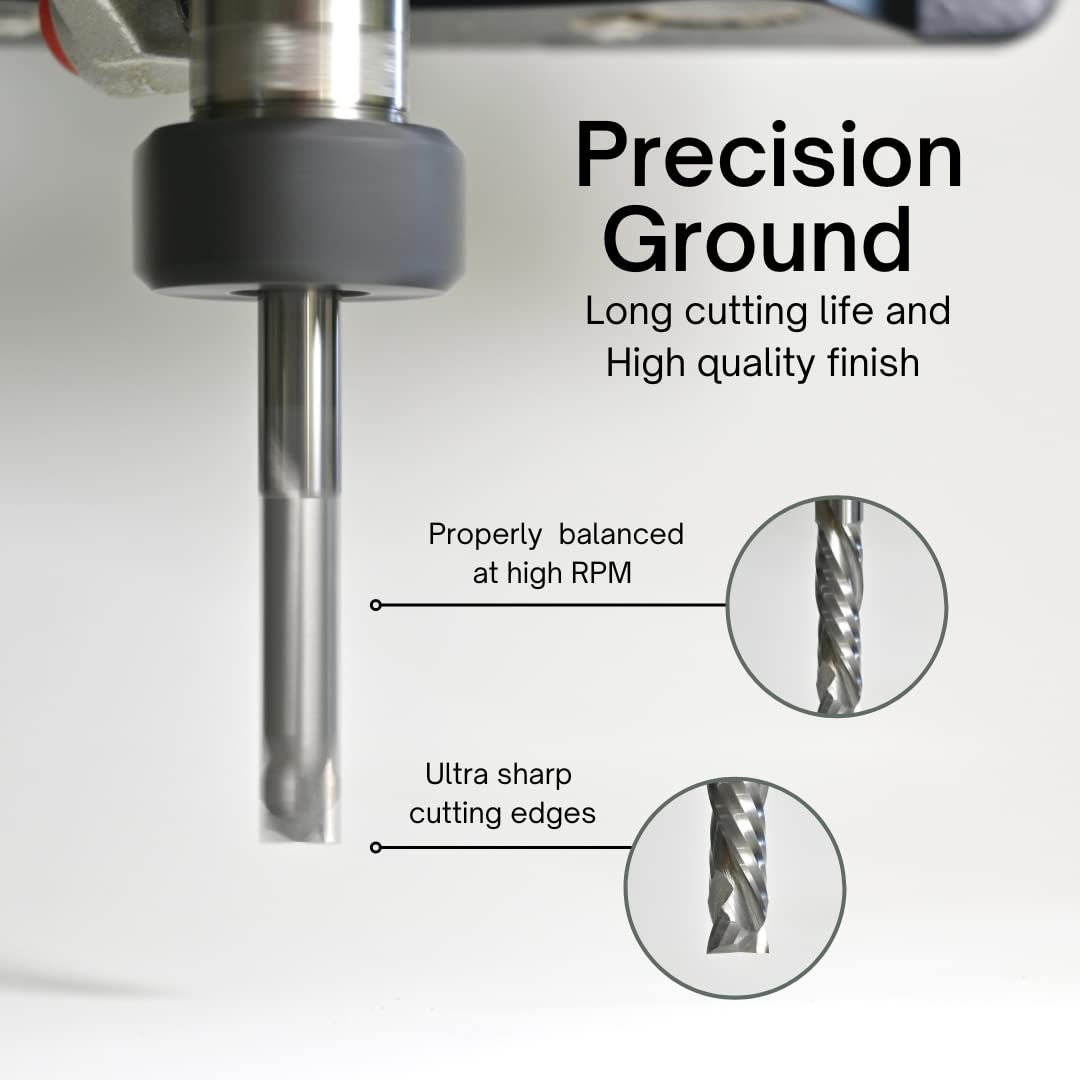 ROUTYBITS - 1/4 Diameter, Compression Cut Bit, 1/4 in Dia Shank, 1 inch Cut Length, Solid Carbide, Spiral Endmill, CNC Router Bits