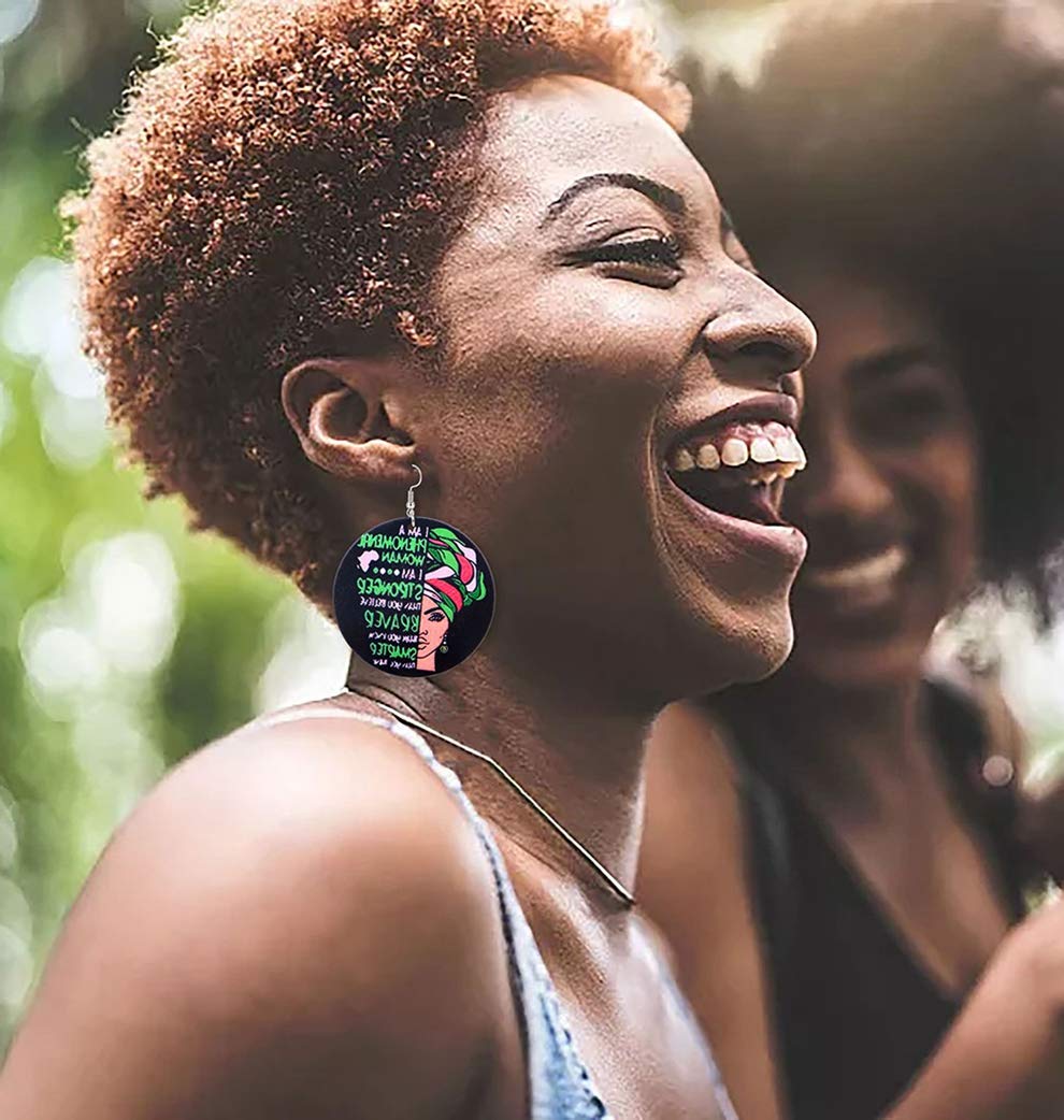 Sailimue 6 Pairs Round African Wooden Earrings for Women Drop Dangle Earrings Natural Ethnic Style Queen Earrings