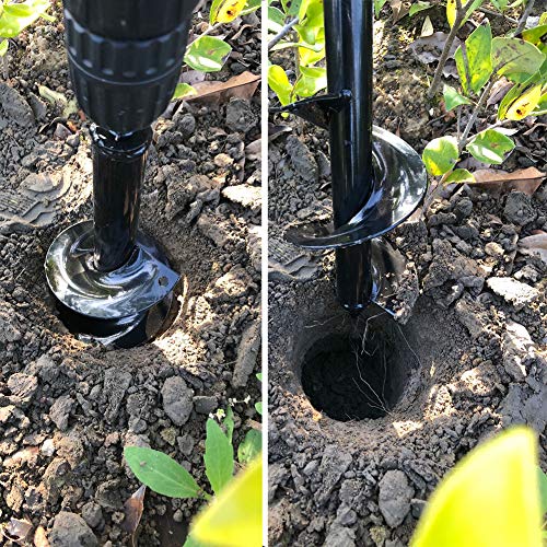 SYITCUN Auger Drill Bit for Planting - 4"X12" Heavy-Duty Garden Auger Spiral Drill Bit - Bulb Planter Tool & Auger Post Hole Digger - 3/8" Hex Drive Drill