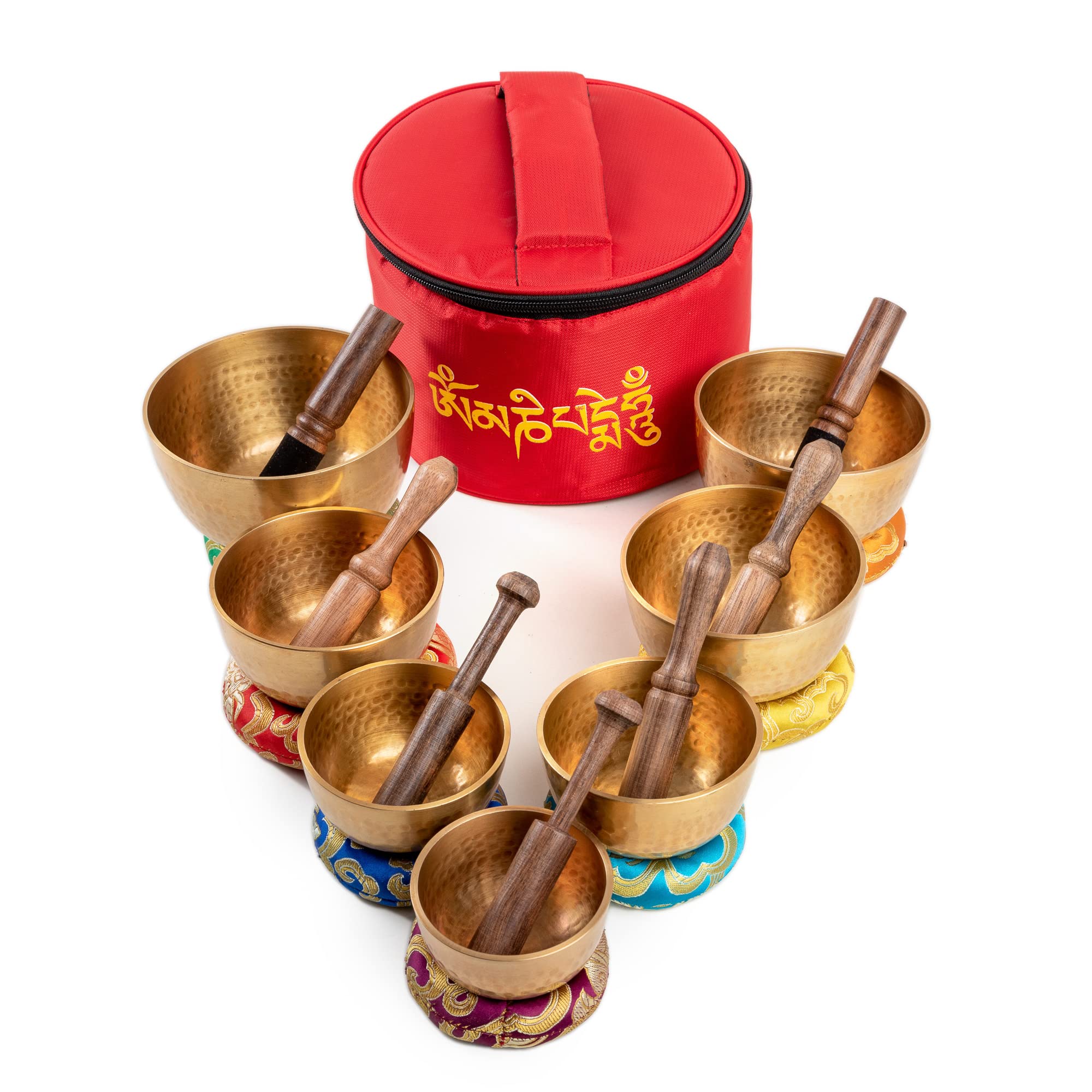 Tibetan Singing Bowls Set Of 7 for Meditation Mindfulness with Carry Box by Himalayan Bazaar