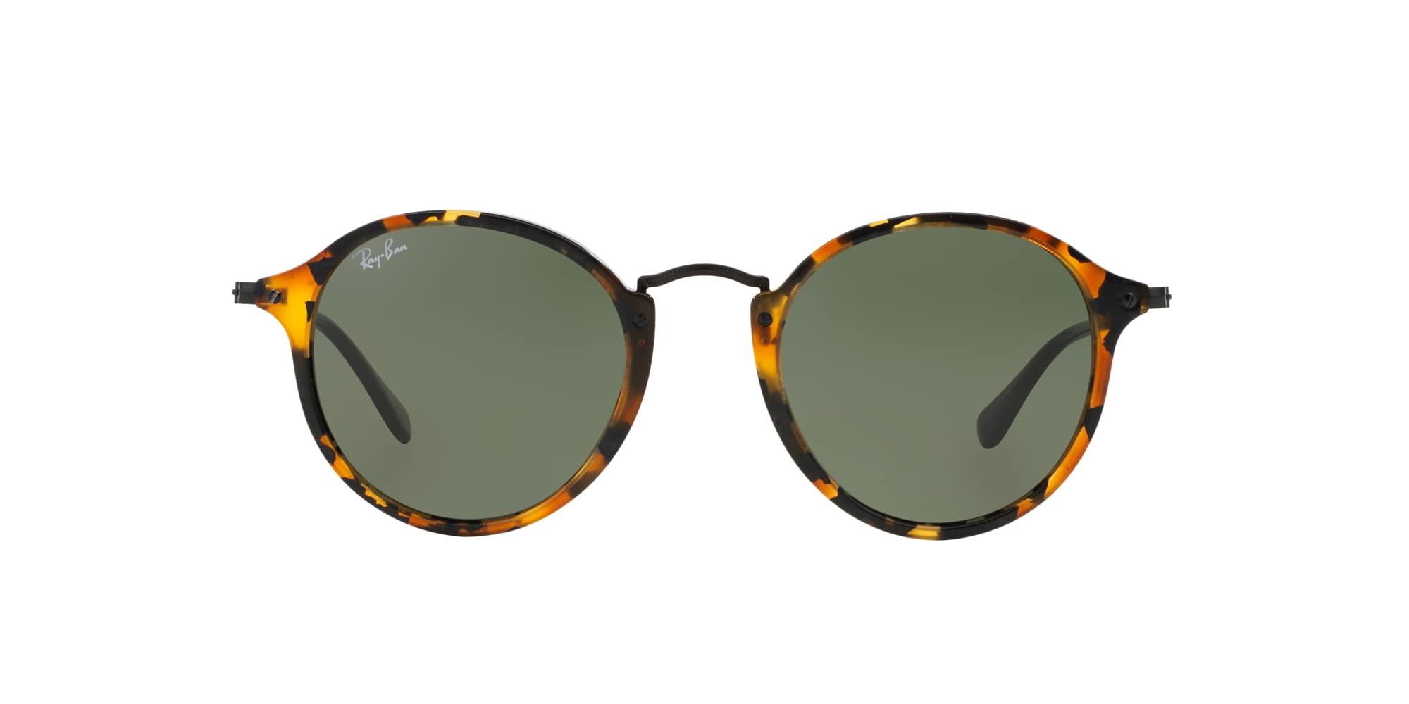 Ray-Ban RB2447 Round Sunglasses + Vision Group Accessories Bundle (Spotted Black Havana/Crystalgreen (1157), 49, Millimeters)