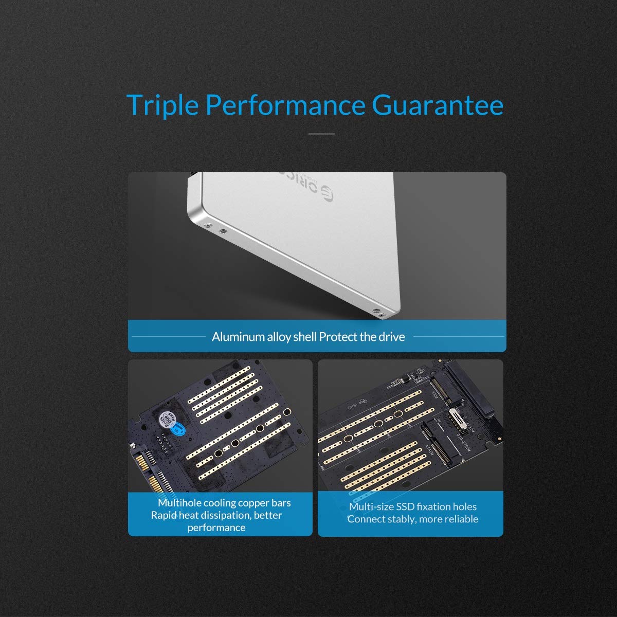 ORICO M.2 (NGFF)/mSATA to 2.5 Inch SATA 2in1 Aluminum Enclosure Adapter Multi Function Hard Drive Converter Case External SSD Enclosure-MS2TS