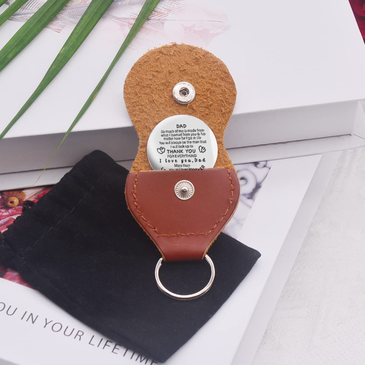 to My Dad Pocket Hug Token Gift, Long Distance Relationship Keepsake Stainless Steel Double Sided,Pocket Hug Token Gift for Dad from Daughter - Thank You for Everything