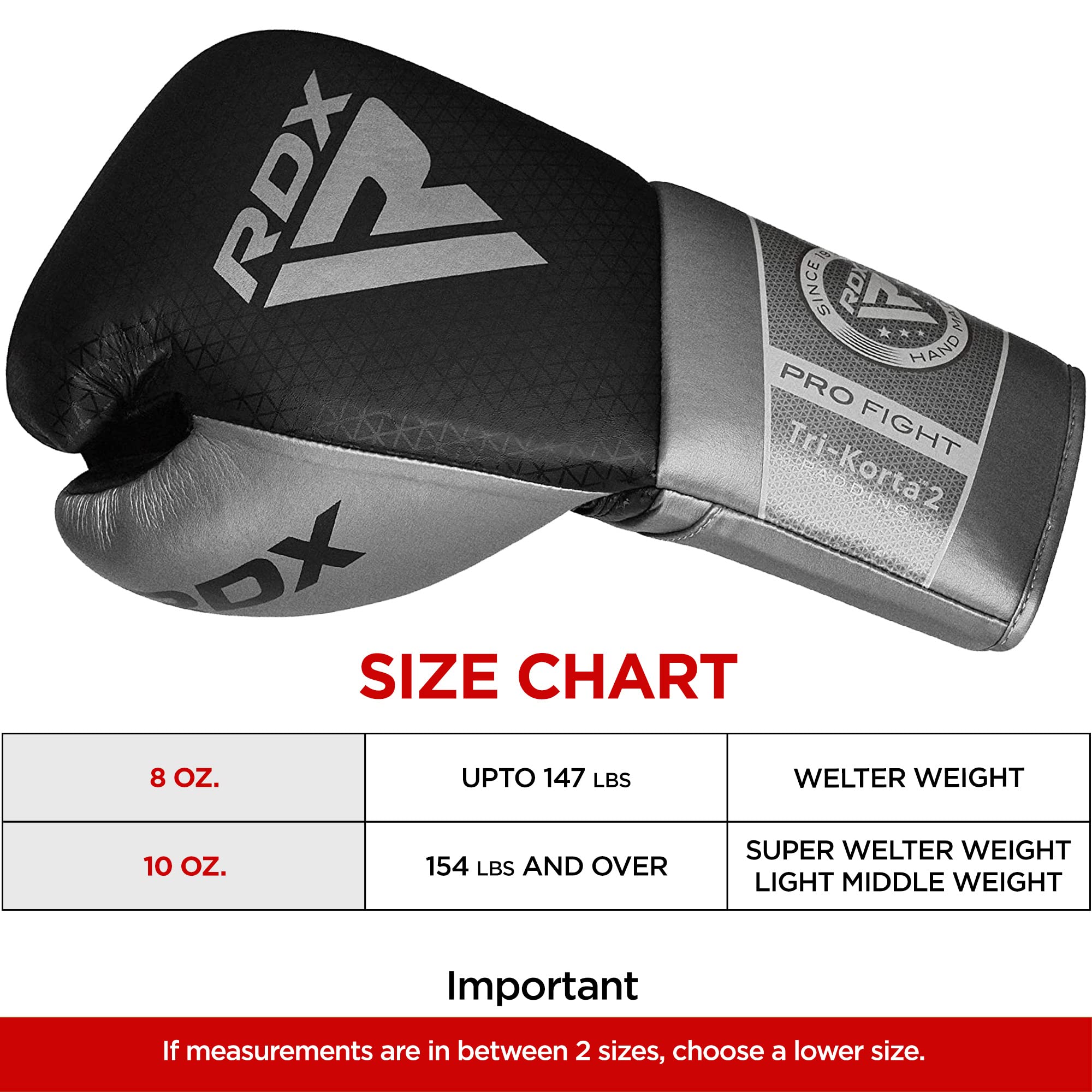 RDX Professional Boxing Gloves, Mark PRO Lace-Up Competition Gloves, Super Skin Maya Hide Leather, Padded Wrist Support, Multi-Layered, Traditional Extra Long Laces for Firm Secure Fit