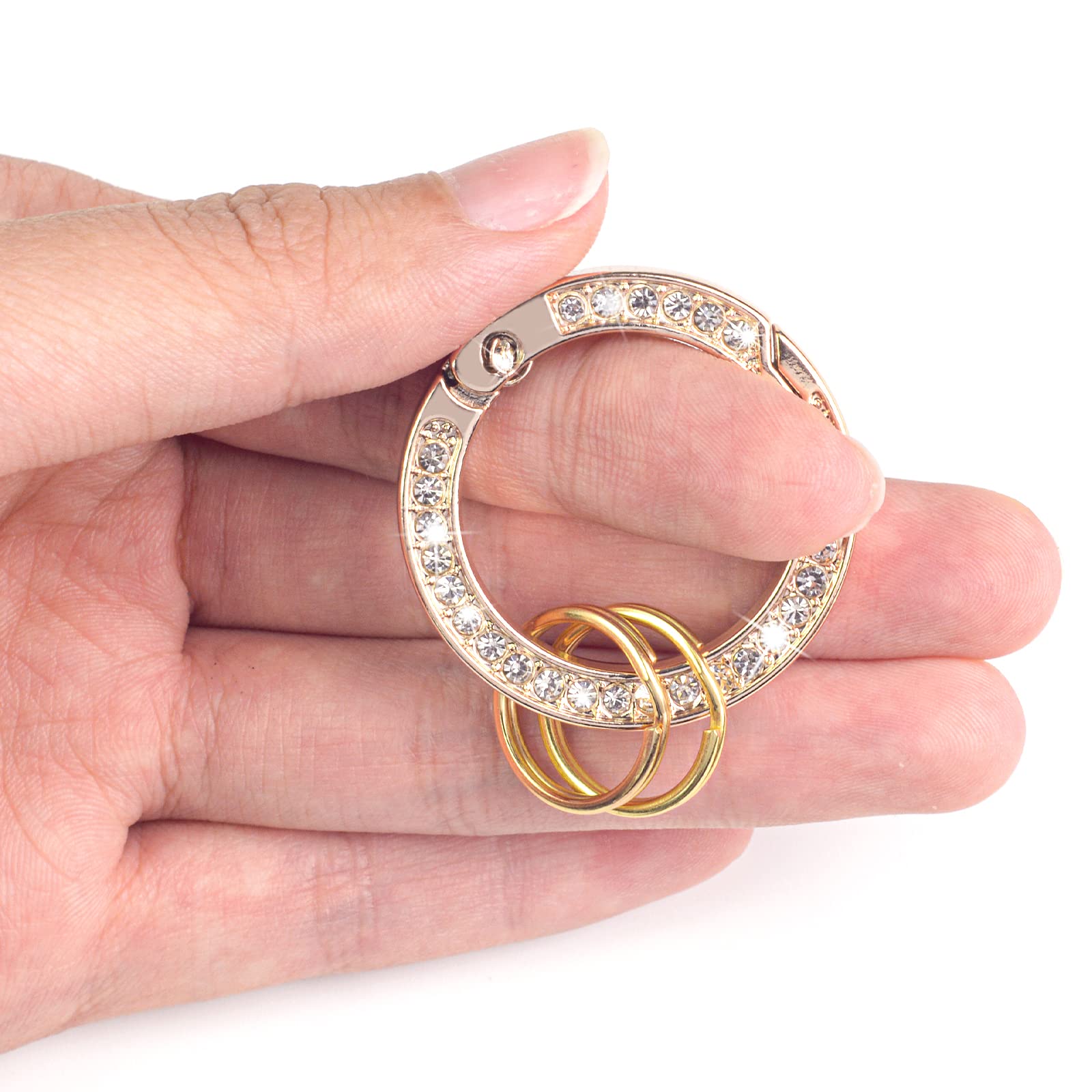 SK CUSTOM Gold Bling Rhinestones keychain Fingerprint Resistant Plating Metal Key Chain Ring