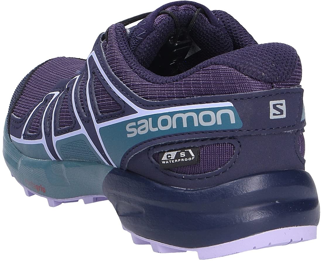Salomon Kid's Speedcross CLIMASALOMON Waterproof Trail Running Shoes, Grape/Mallard Blue/Lavender, 5 Big Kid