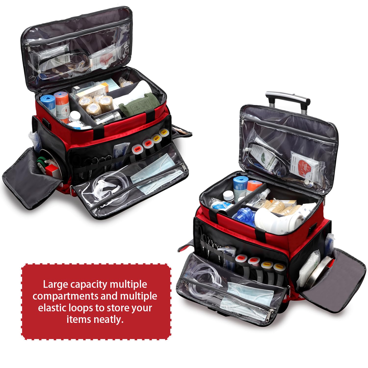 Medical Bag Rolling Roller Bag Trolley Duffel Nurses Emt Cna RN Empty for First Aid Responder Home Health Care Nursing Student Roll Duffle Bag Carry on with Wheels wheeled Work Physicians Doctor