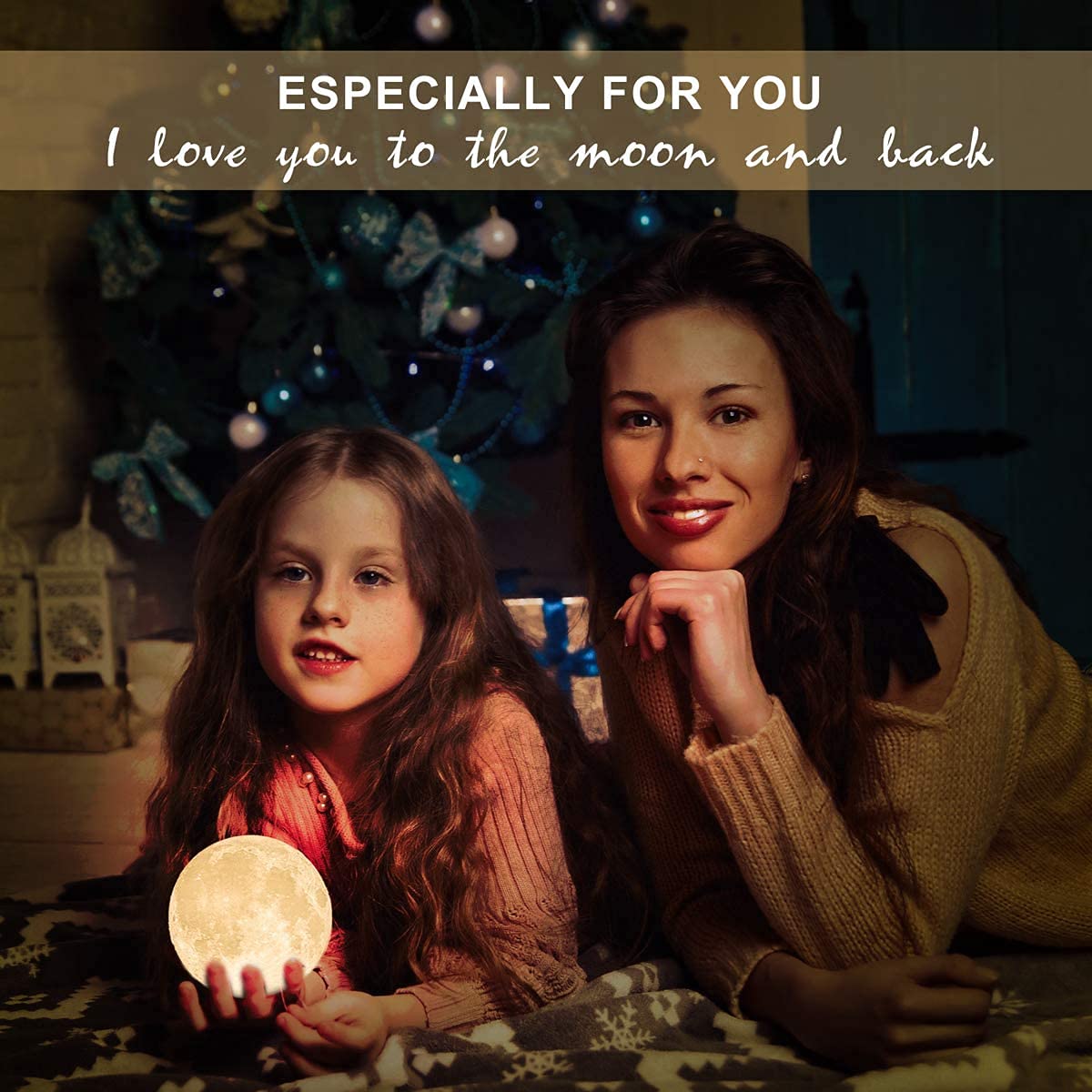 Mydethun 3D Moon Lamp with Ceramic Base, Mothers Day Gift, LED Night Light, Mood Lighting with Touch Control Brightness for Women,Home Décor, Bedroom, Kids Birthday, 3.5 Inch - White & Yellow