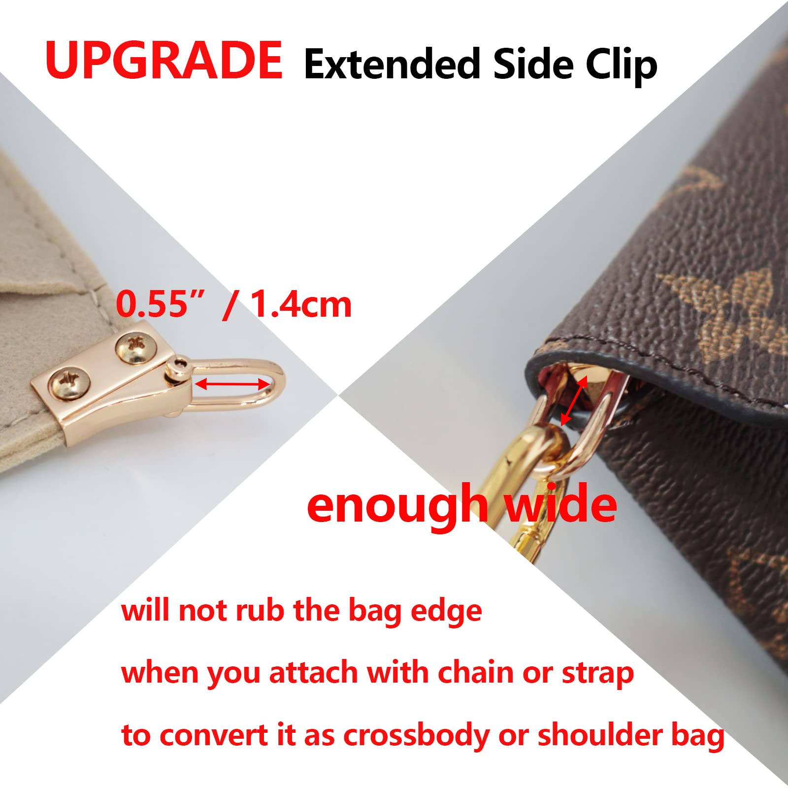 TOURDREAM Purse Insert Organizer for LV Kirigami Pochette Envelope Clutch Crossbody Conversion Kit (3 in 1 Kirigami Pochette, Khaki)