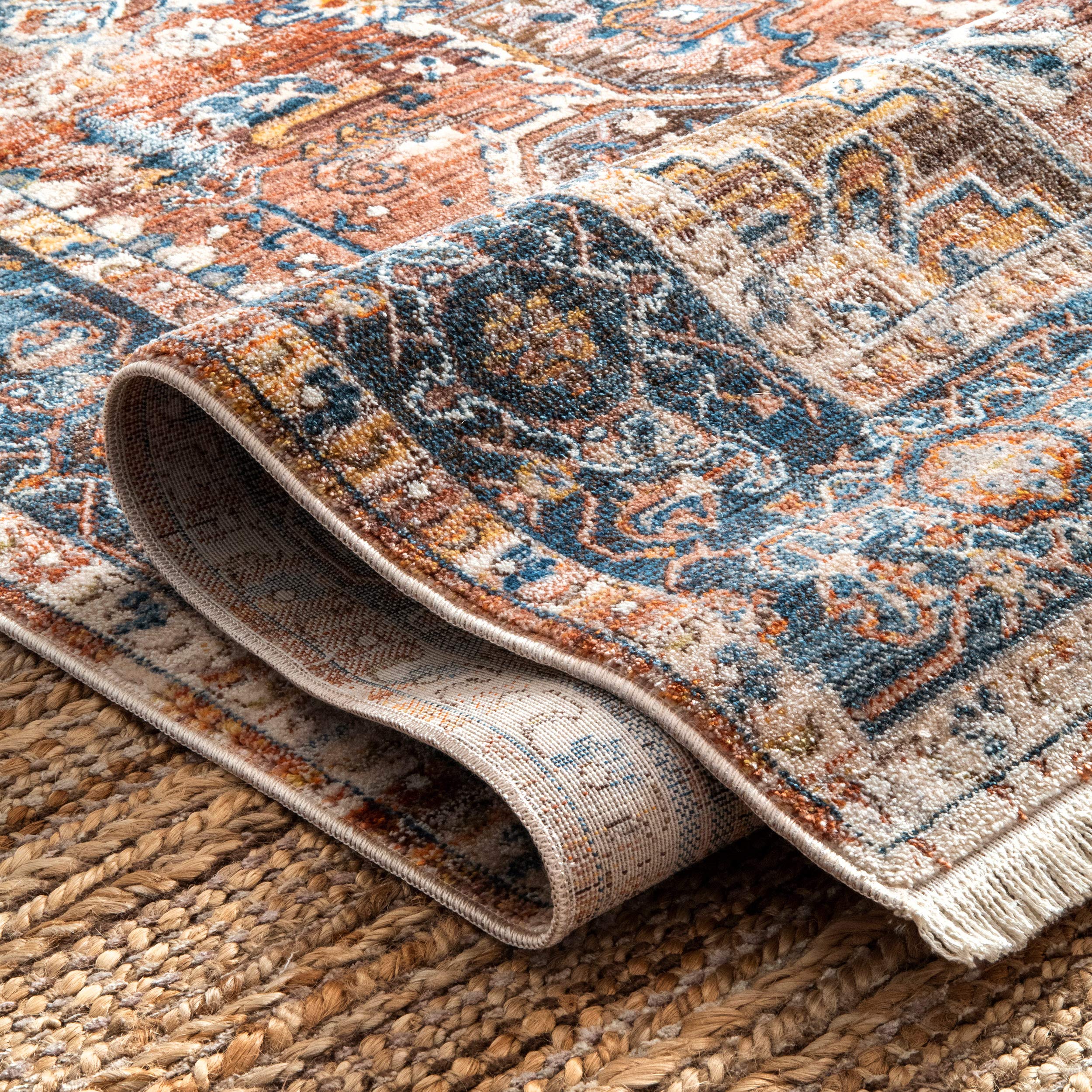 nuLOOM Vintage Pauline Floral Tassel Area Rug, 7x9, Rust