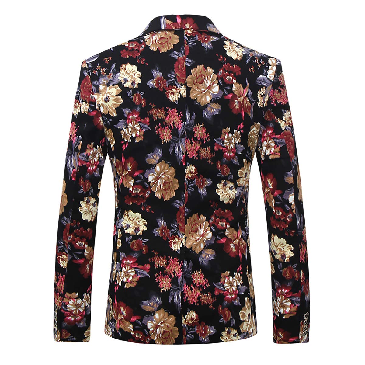 Mens 2 Piece Suit Notched Lapel Sport Coat Floral One Button Slim Fit Tweed Suit, K1, X-Large