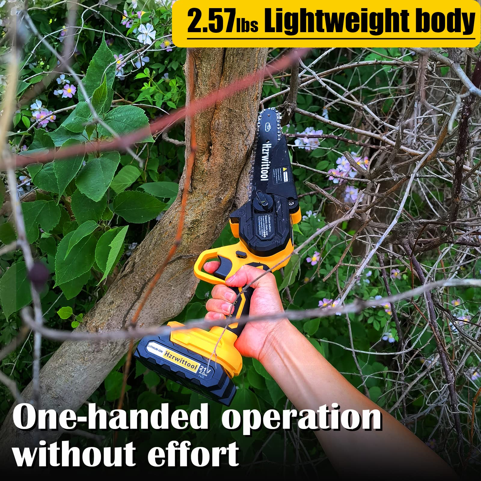 Mini Chainsaw 6 inch, Portable Electric Cordless Chainsaw, 21V 2000mAh Battery Powered, Small Handheld Chain Saws Pruning Shears for Camping, Tree Branches, Courtyard and Garden Maintenance.