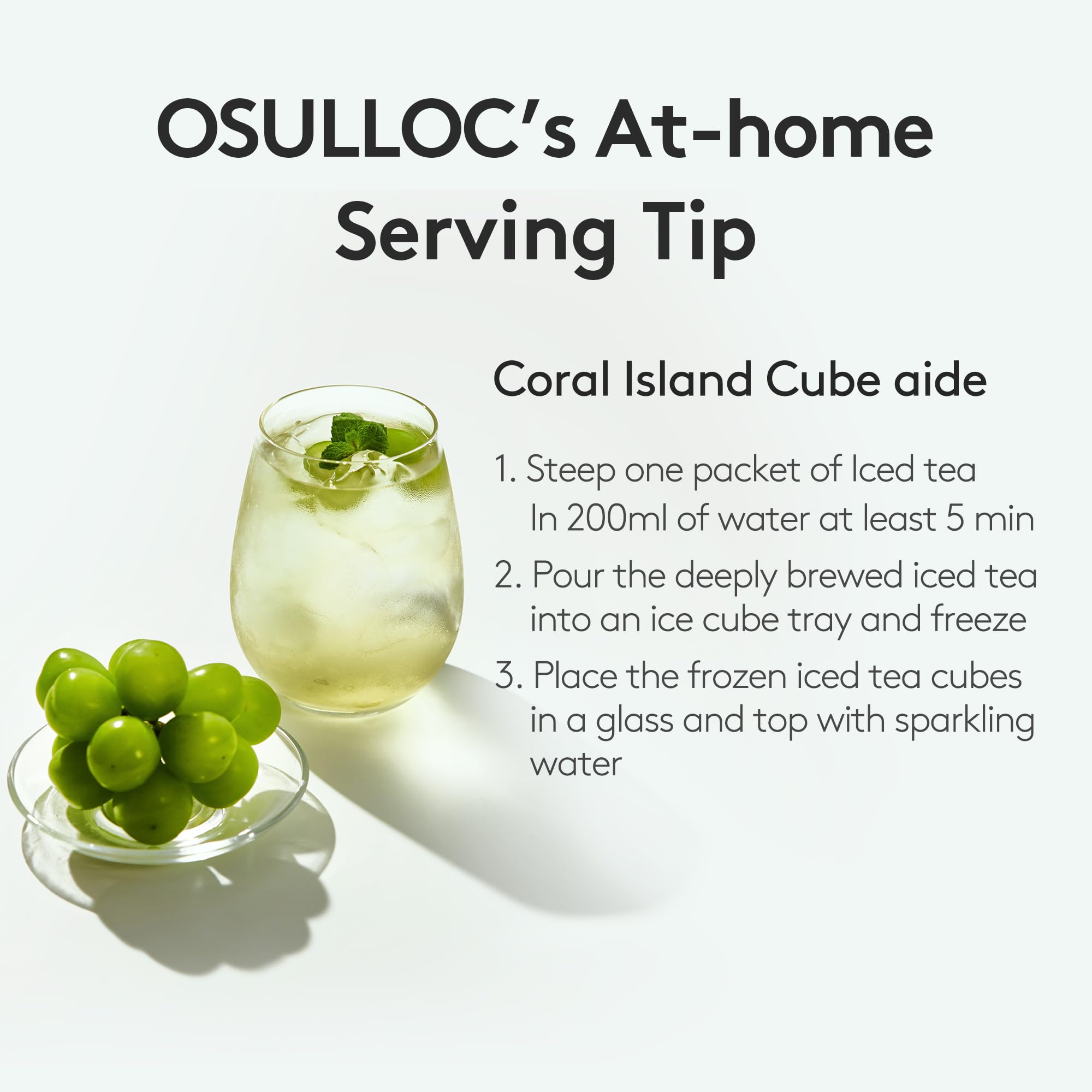 OSULLOC Coral Island Iced Tea (Sweet muscat scent, 20 Tea bags), Naturally Sweet Cold Tea Sachets