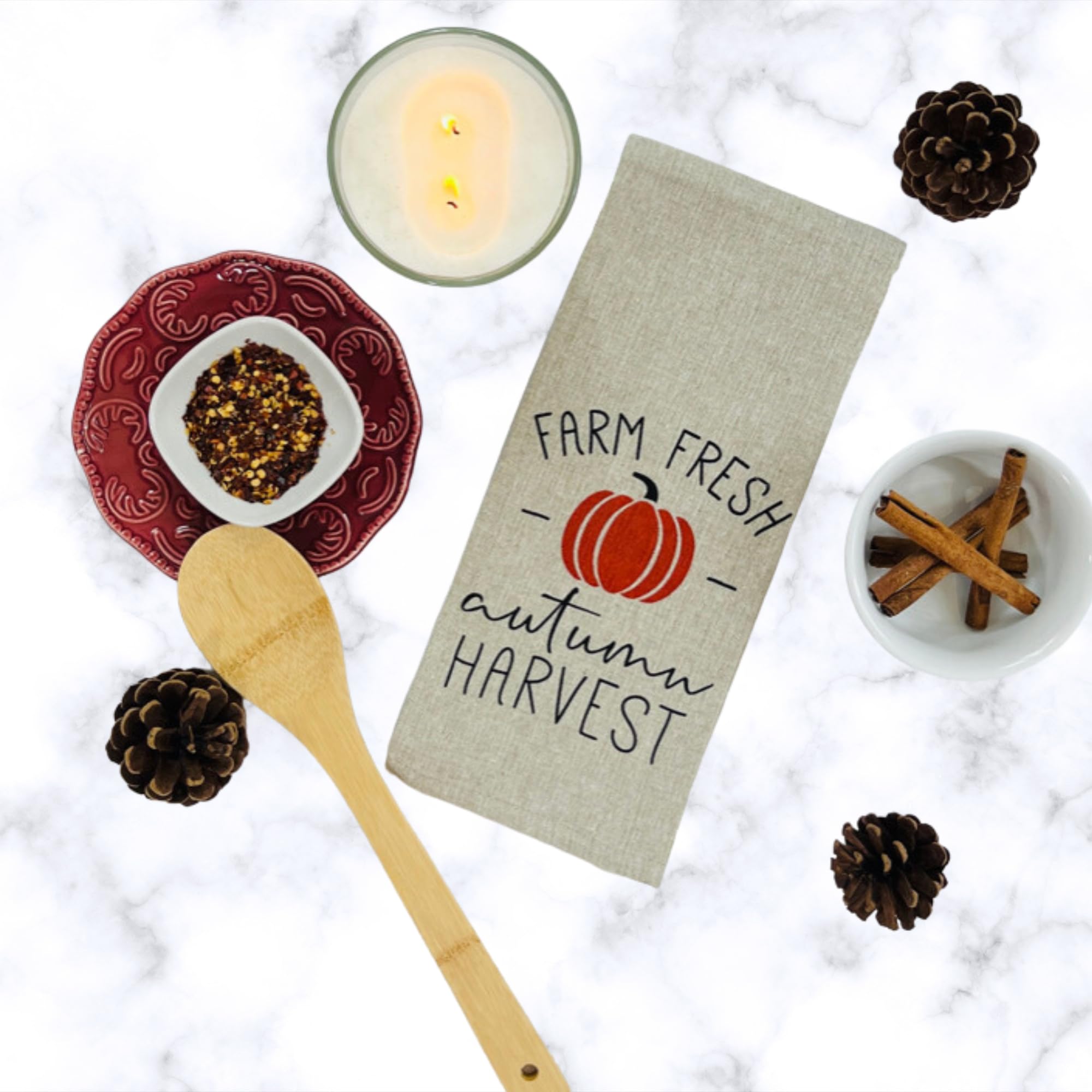 Serafina Home Farmhouse Kitchen Dish Towels: Autumn Days are Finally Here, Enjoy! Pumpkin Theme (Design 4)