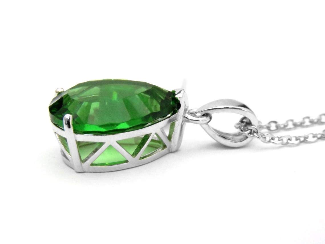 P61318 Classic Mt St Helens Green Helenite May Birthstone Sterling Silver Pendant