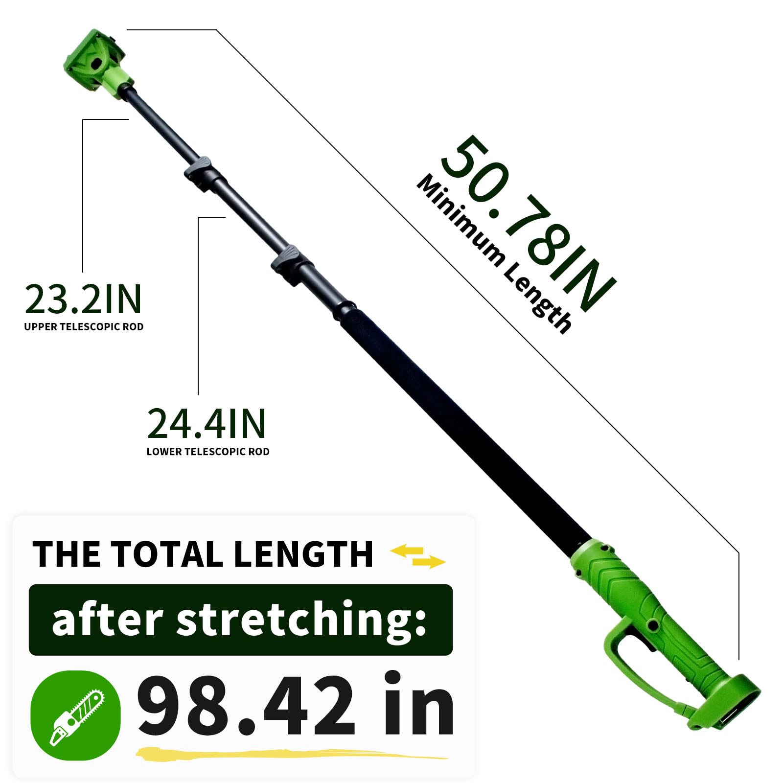 Mini Chainsaw Cordless Pole Saw,Multi-Function Electric Chainsaw Extension Pole, Extendable up to 8.2ft, with Anti-Slip Handle and Shoulder Strap for AKQIY Mini Chainsaw