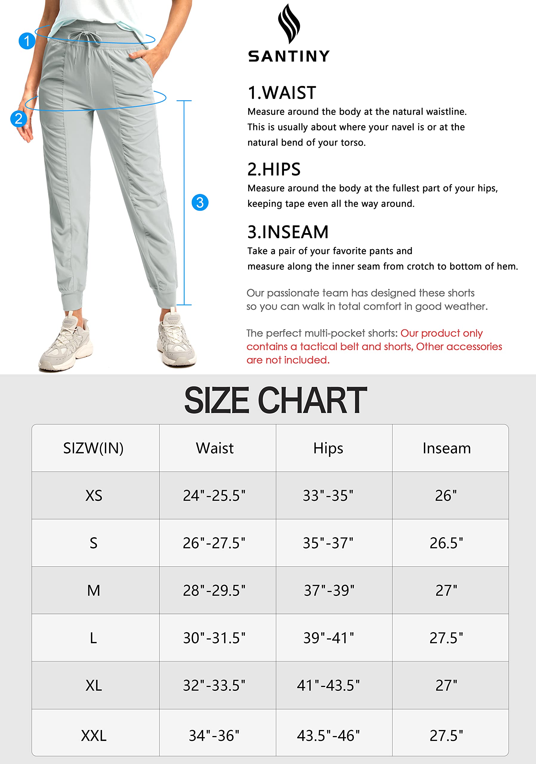 SANTINY Women's Lightweight Joggers High Waisted Running Hiking Track Pants Workout Athletic Jogger for Women Zipper Pockets (Grey Sage_S)