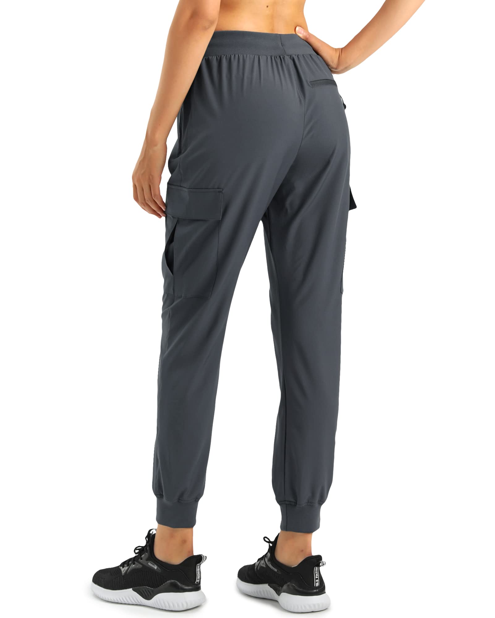 Stelle Hiking Cargo Joggers for Women Lightweight Quick Dry UPF 50 with Zipper Pockets Pants for Outdoor Workout(GY,M) Grey