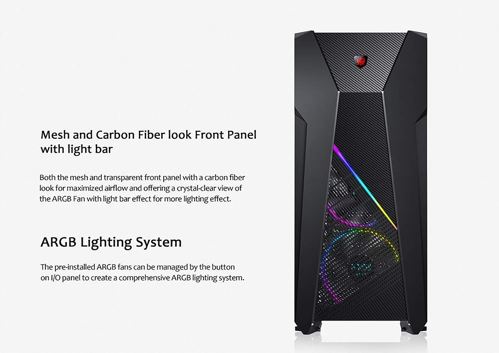 Raidmax i3 Series Mid Tower ATX Desktop Gaming Computer Case USB 3.0 Tempered Glass Window with 120mm ARGB LED Fans (i328)