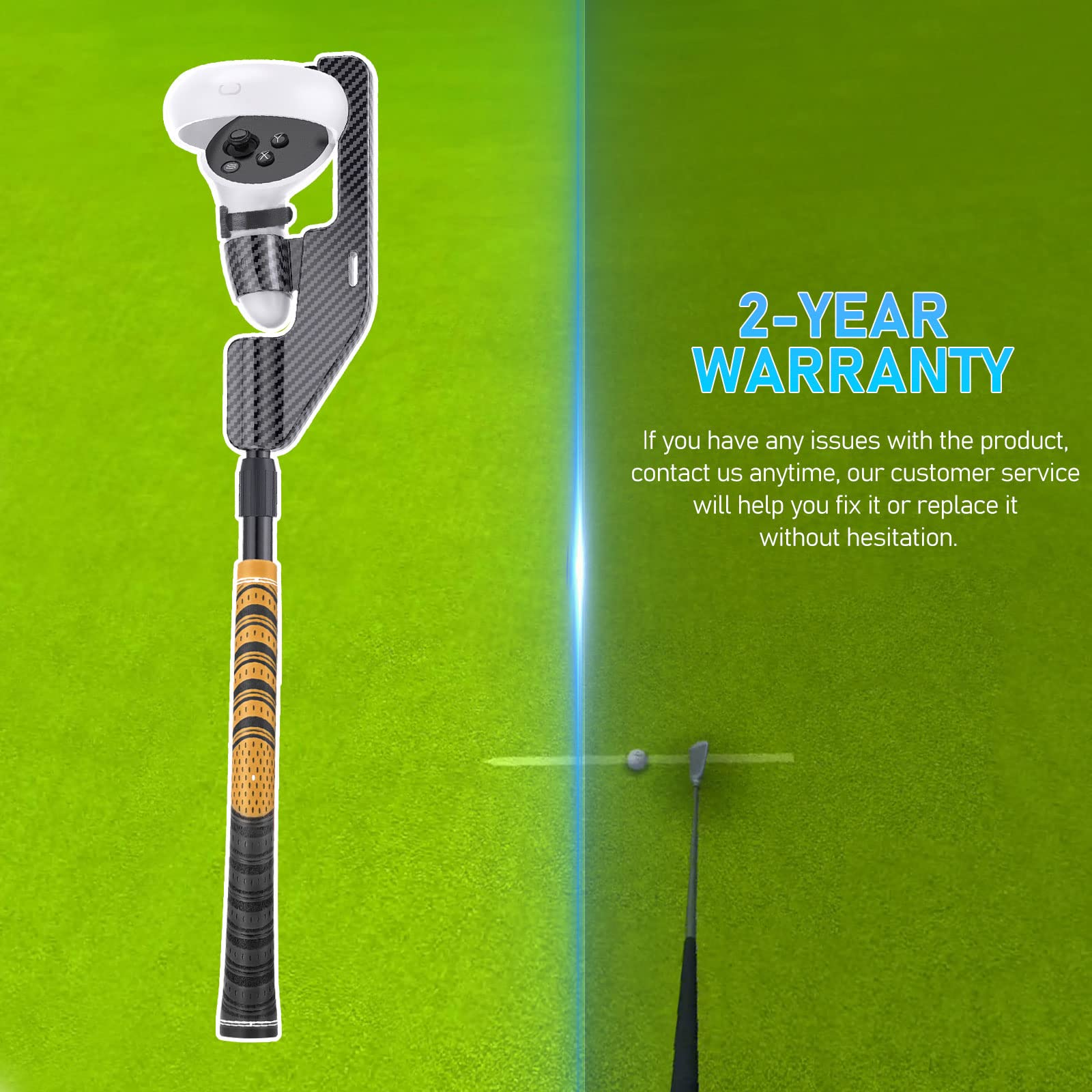 VR Golf Club Handle Accessories Compatible with Meta/Oculus Quest 2, Adjustable Virtual Reality Golf Club Attachment Adapter for Family, Children, Enhance Immersive VR Game Experience, Orange