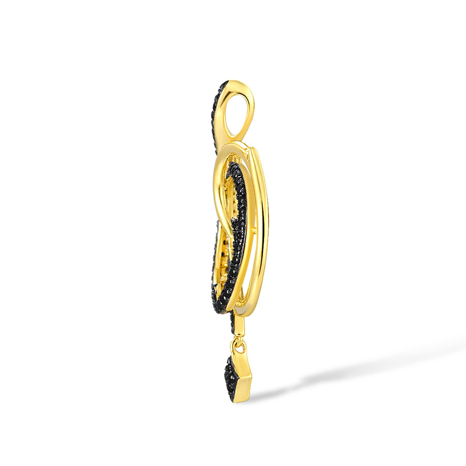 Santuzza 925 Sterling Silver Swirl Gemstone Pendant Black Spinel 14K Yellow Gold Plated Round Pendants for Women