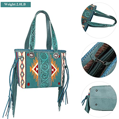 Montana West Western Tote Bag for Women Aztec Tapestry Tooled Collection Concealed Carry Handbag MW1211G-8317TQ