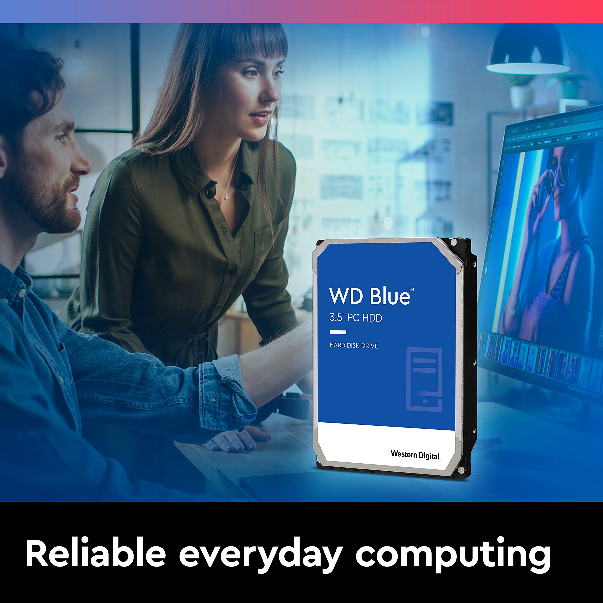 Western Digital 4TB WD Blue PC Internal Hard Drive HDD - 5400 RPM, SATA 6 Gb/s, 256 MB Cache, 3.5" - WD40EZAZ