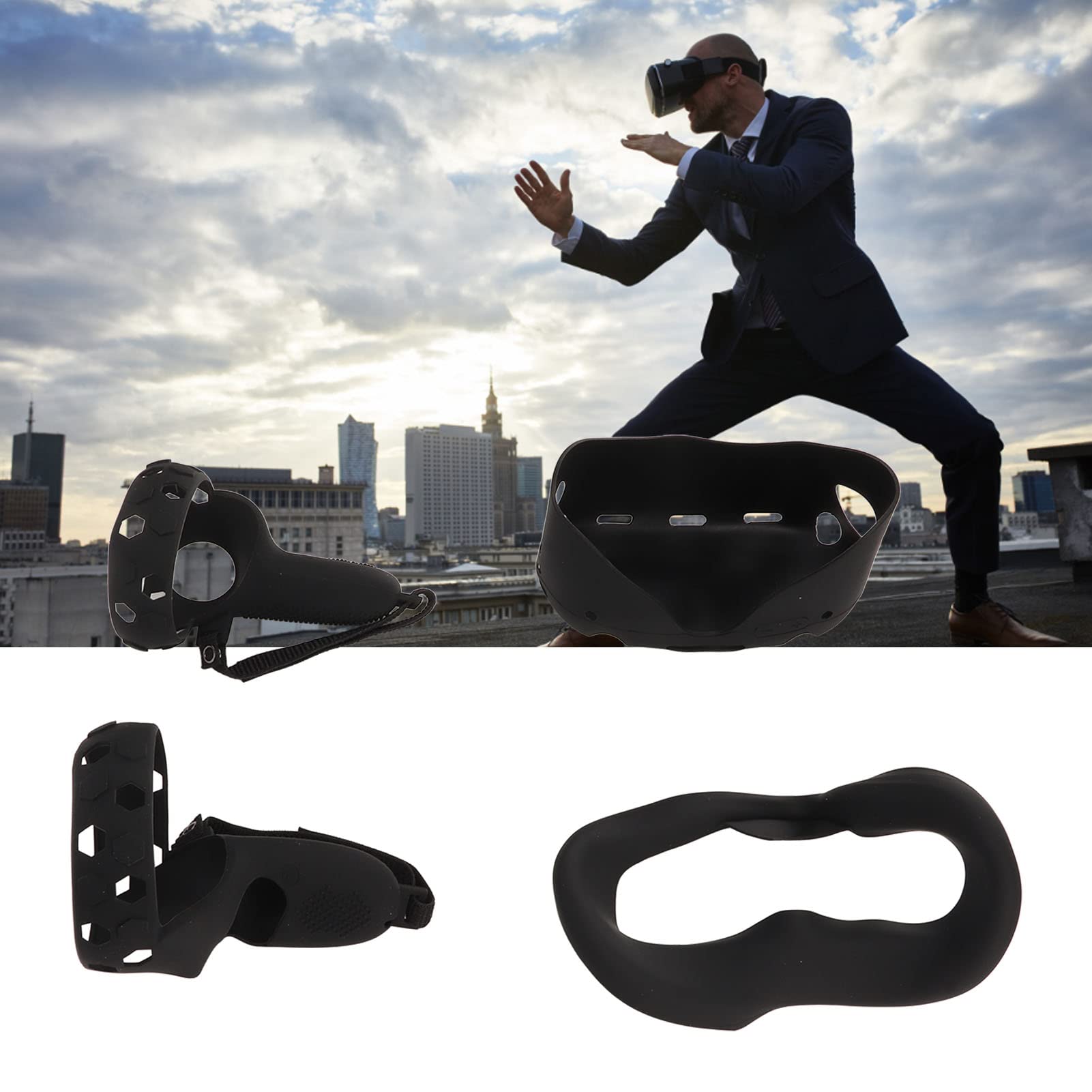 VR Shell Face Cover Touch Controller Grips Cover and Lens Protective Cover for Oculus Quest 2, 4 in 1 for Oculus Quest 2 Accessories Set