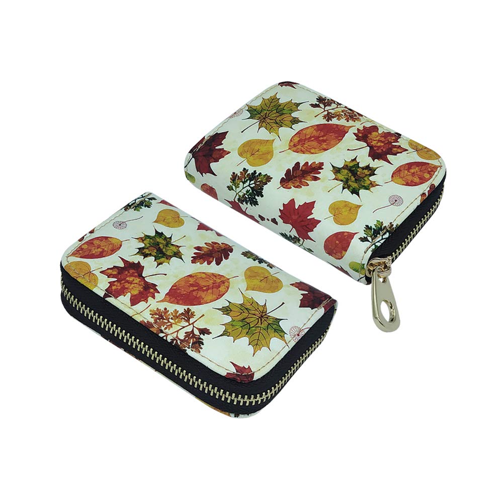 MOYYO RFID Credit Card Holder Case Leather Printed Zipper Card Case Wallet for Women Girls