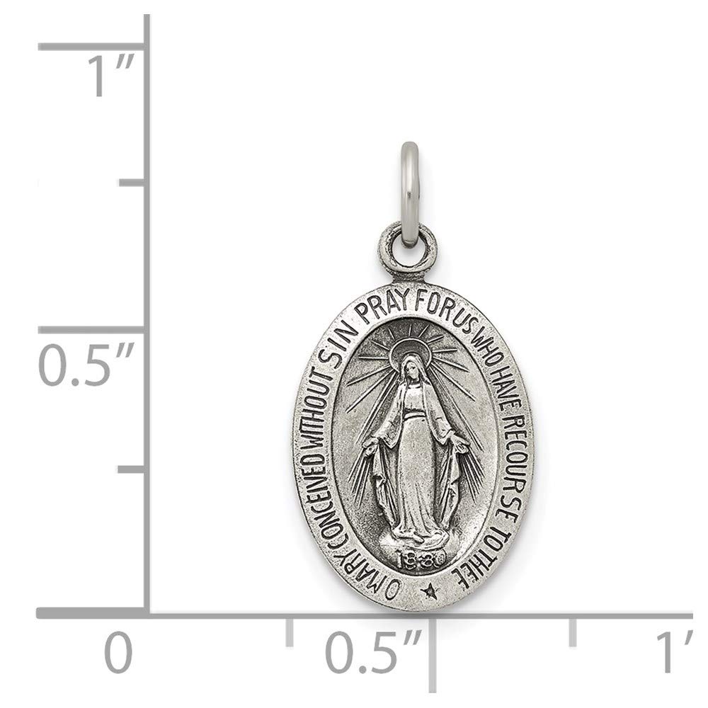 Sterling Silver Antiqued Miraculous Solid Medal QQC5520