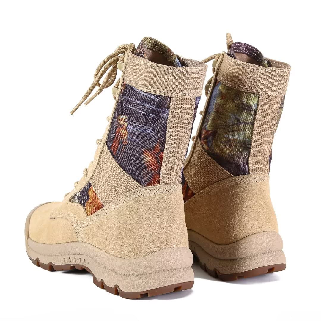 SYALL Women's Hiking Boots Lightweight and Breathable Camouflage Water-resistant Non-Slip Mid Durable Desert Trekking Shoes