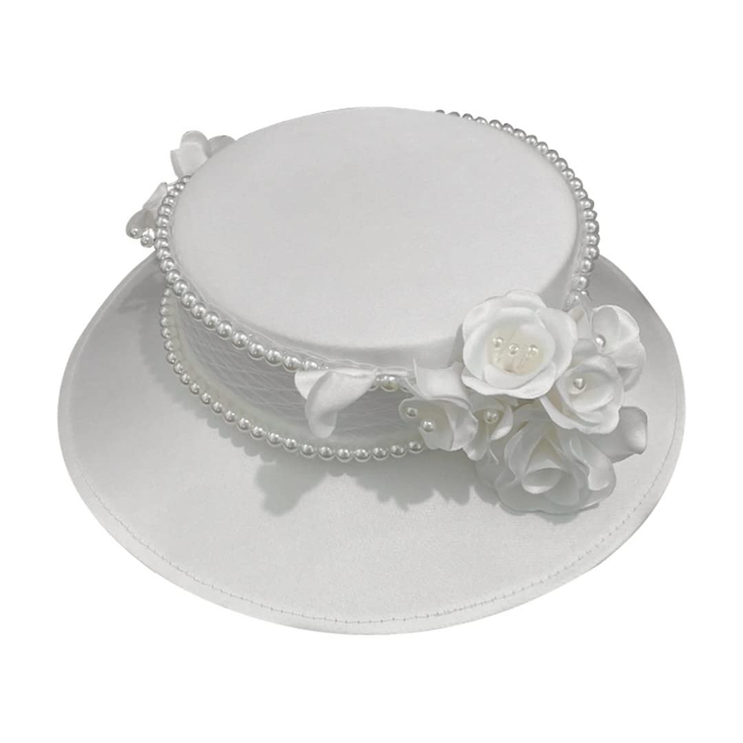 Satin Bridal Hat Cocktail Wedding Party Headwear Tiara Formal Flower Pearl Hair Accessories One Size