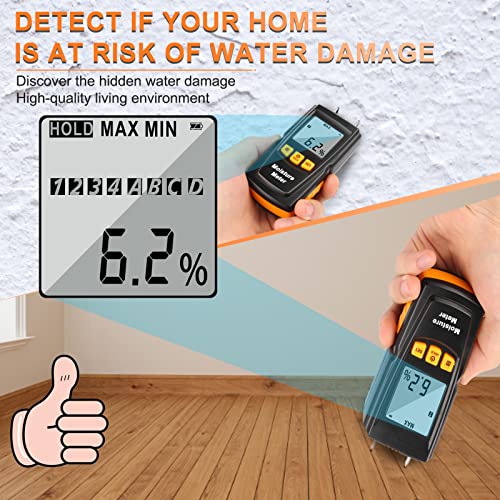 Wood Moisture Meter NICE-POWER Moisture Meter Firewood Pin-Type Humidity Meter Water Leak Mold Detector for Logs Lumber Drywall Building Materials Plaster(Large Screen 8 Modes)