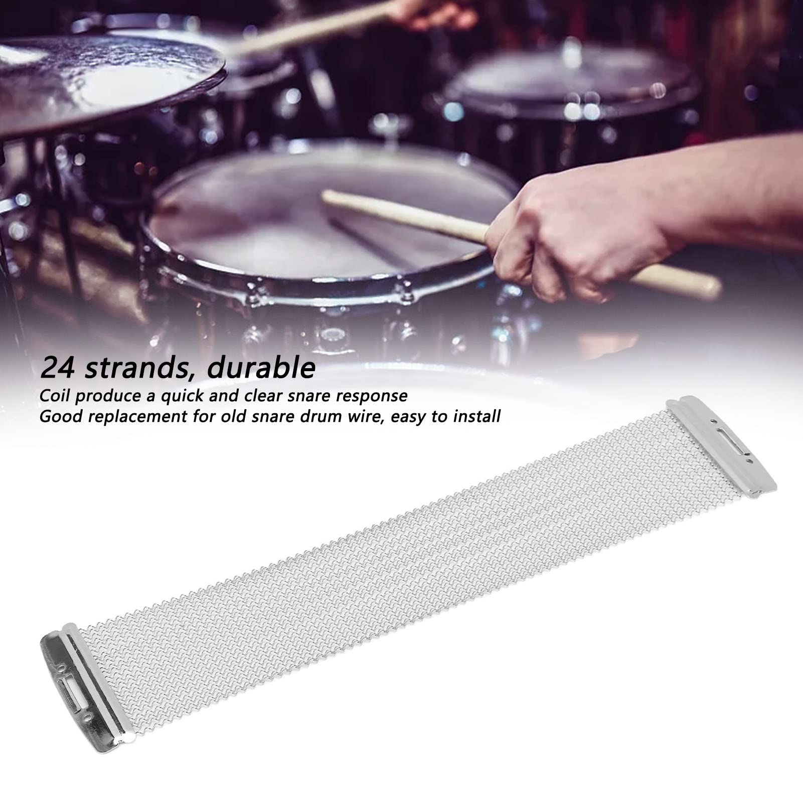 Snare Drum Wire 13in, Professional Replacement Metal Snare Drum Wire 24 Strand for Box Drums