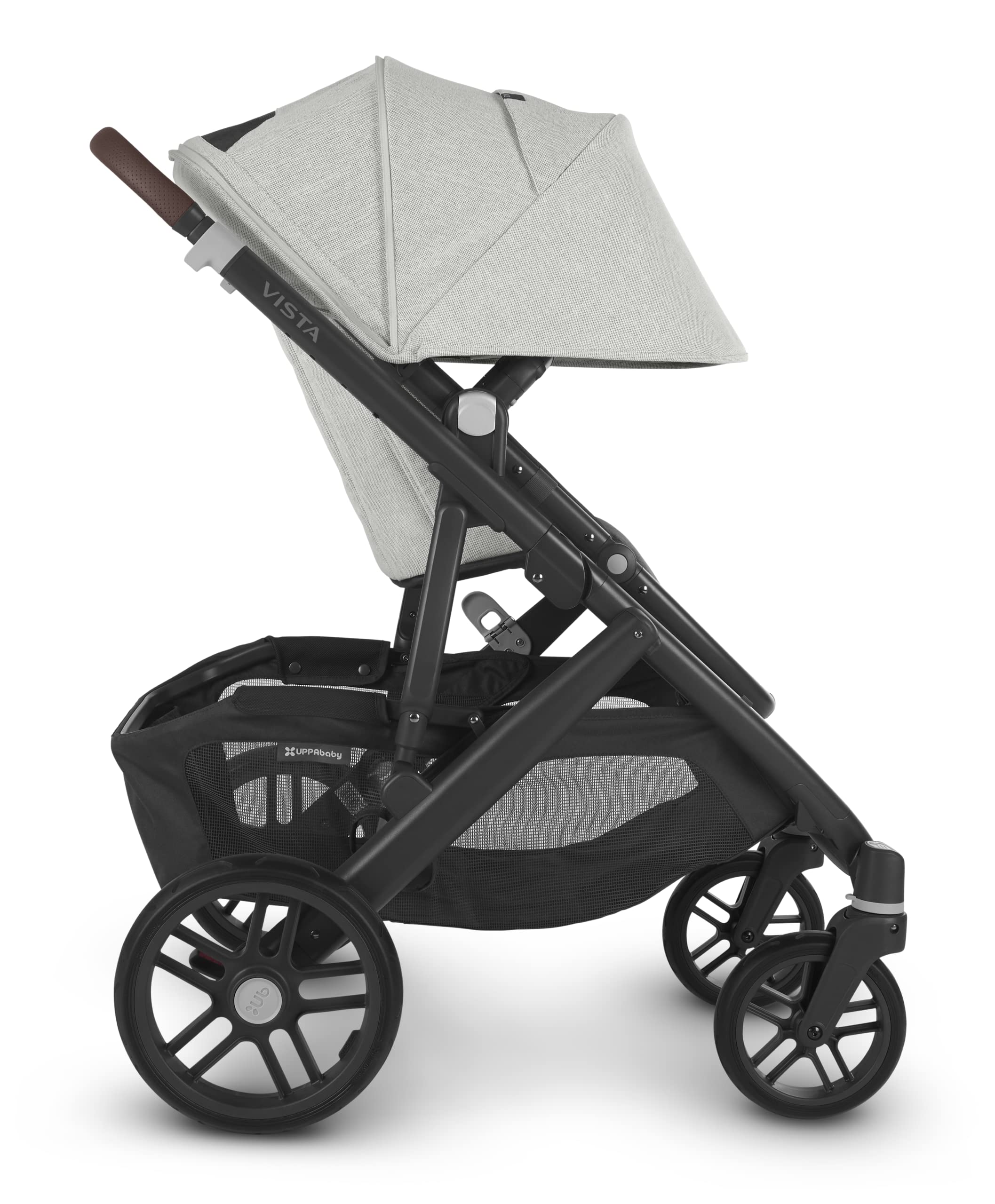 Vista V2 Stroller -Anthony (White & Grey Chenille/Carbon/Chestnut Leather) + Piggyback for Vista and Vista V2