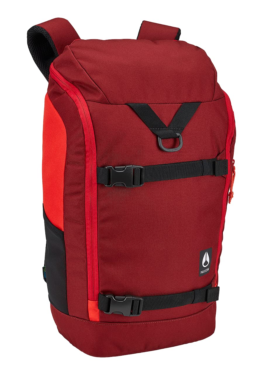 NIXON Hauler 25L Backpack - Burgundy/Fire - Made with REPREVE® Our Ocean™ and REPREVE® recycled plastics.