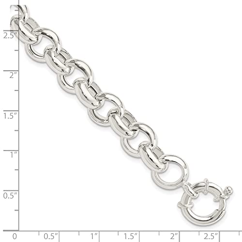 Sterling Silver Polished Fancy Rolo Link Bracelet 8in 11.5mm style QG5024-8
