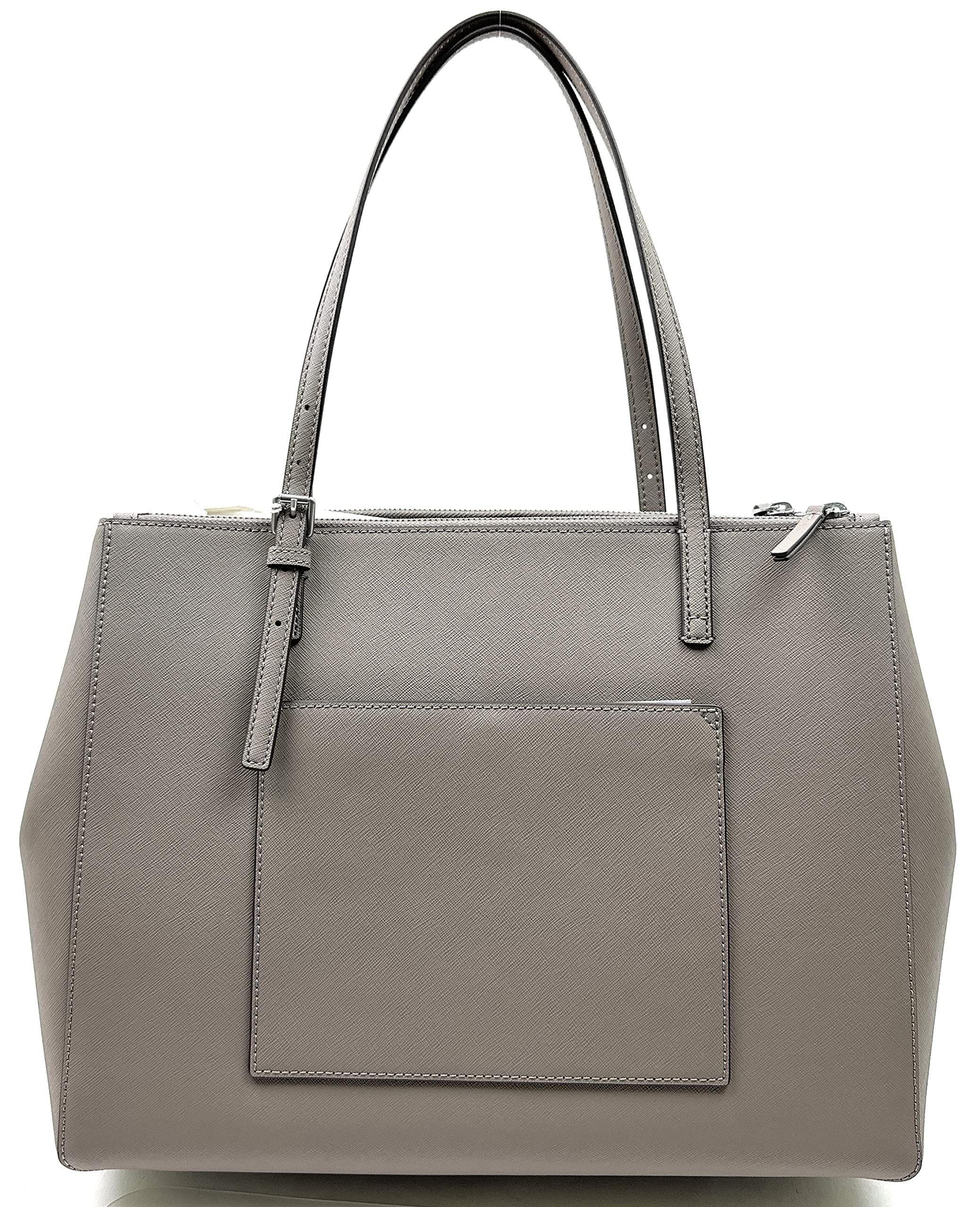 Tory Burch Women's Emerson Double Zip Tote Saffiano Leather With Gold Tone Hardware (Grey Heron)