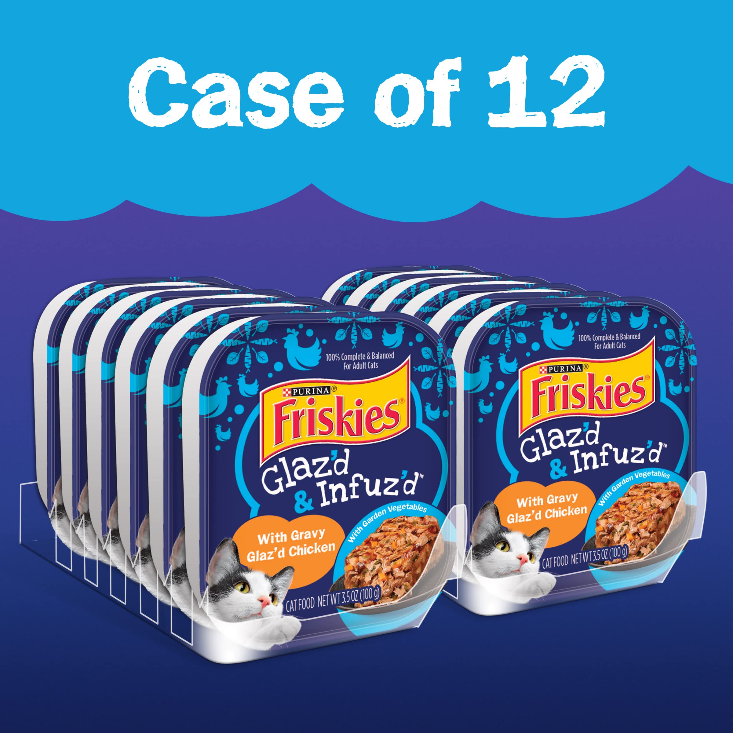 Purina Friskies Gravy Wet Cat Food, Glaz’d & Infuz’d with Gravy Glaz’d Chicken - (12) 3.5 oz. Trays