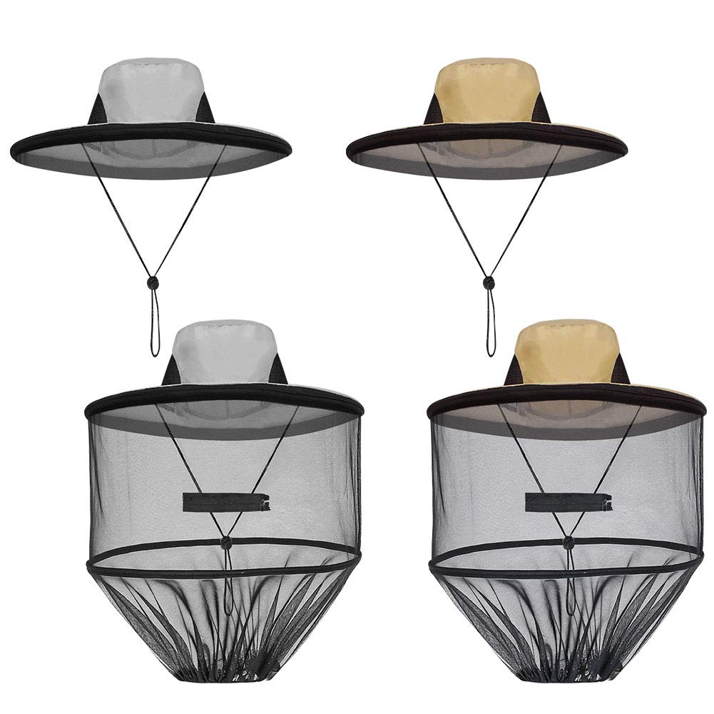 Mosquito Head Net Hat Sun Hats with Removable Mosquito Net Mesh Cover (2 Pack,Camouflage)