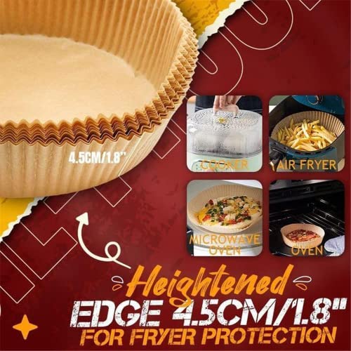 sxzqarw Air Fryer Disposable Paper Liner Non-Stick Liners Baking for Oil-proof Water-proof Food Grade Parchment Roasting (100pcs), Yellow (G-64A)