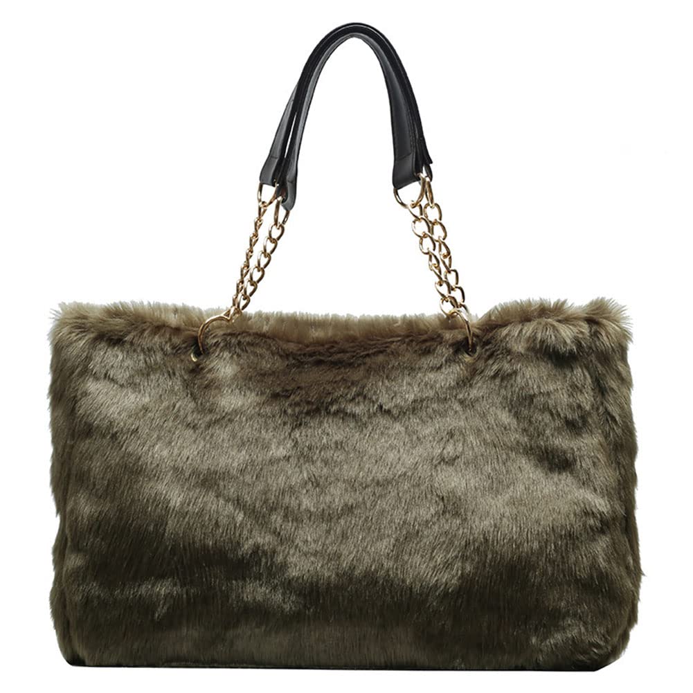 Tote Bag large Shoulder Bag Fleece Faux Fur Hobo Tote Bag Handbag Retro Bag Solid Color Big Chic Purse