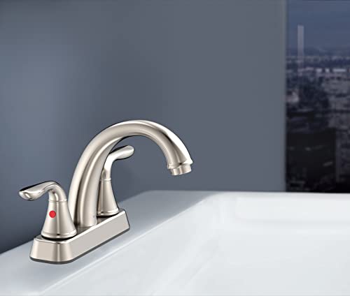 Vetta Bathroom Faucets - 2 Handle 3 Hole Centerset Brushed Nickel RV Bathroom Sink Faucet (Nickel)