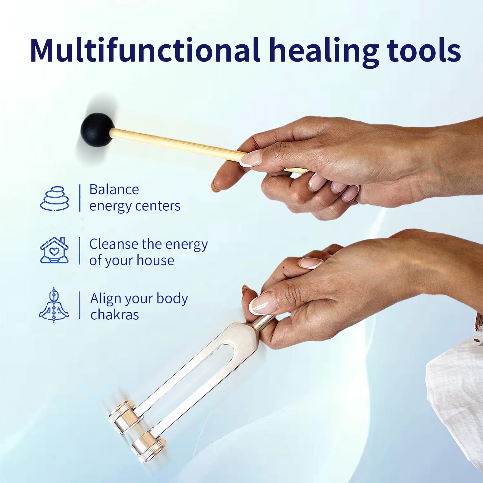 Tuning Fork Set (128Hz, 256Hz, 512Hz) β Medical Tuning Forks set for Healing with Silicone Hammer, Repair Tool, Cleaning Cloth and Storage Bag