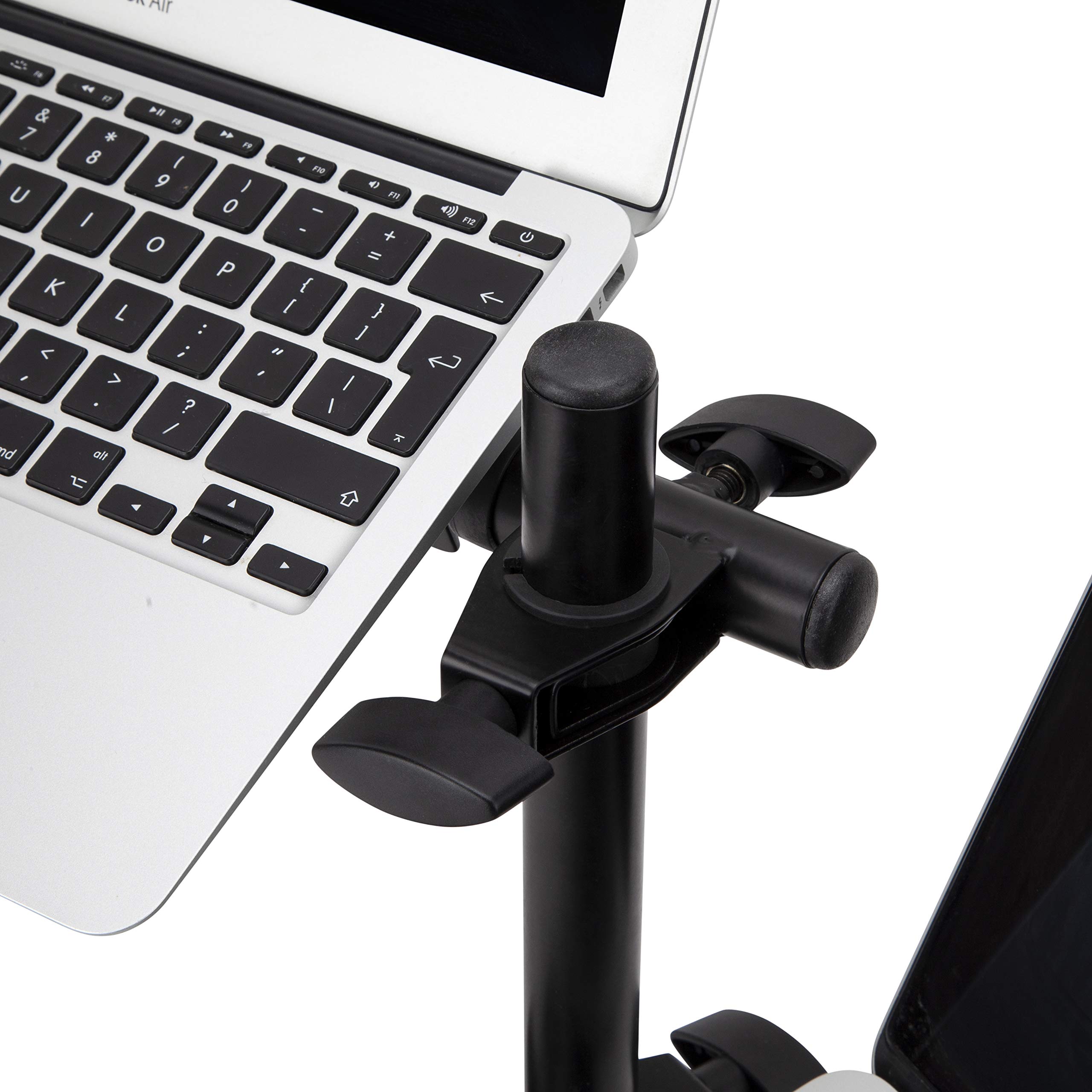 Saintfield Studios - Universal Dual Laptop Stand with Adjustable Height - Double DJ Laptop Holder, Ideal for 2 Devices - Complete with Cable Organizer Pouch