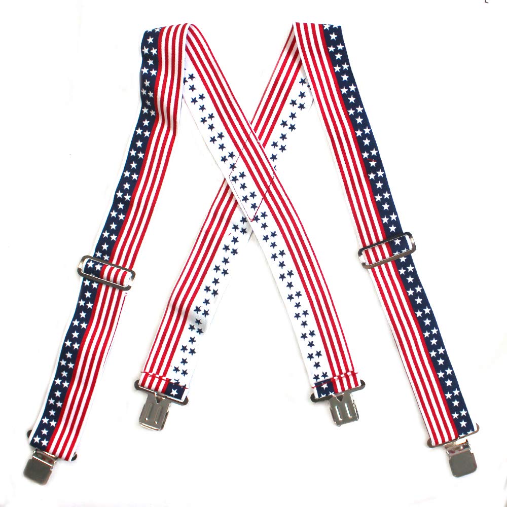 MELOTOUGH Men's Suspenders Fully Elastic 2 inch Wide X back Heavy Duty Tradesperson's Pant Suspender (New USA)